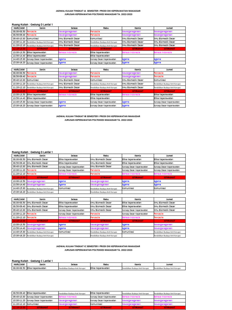 Revisi-Jadwal PBM SMT I Ta. 2022-2023 | PDF | Pengembangan Diri