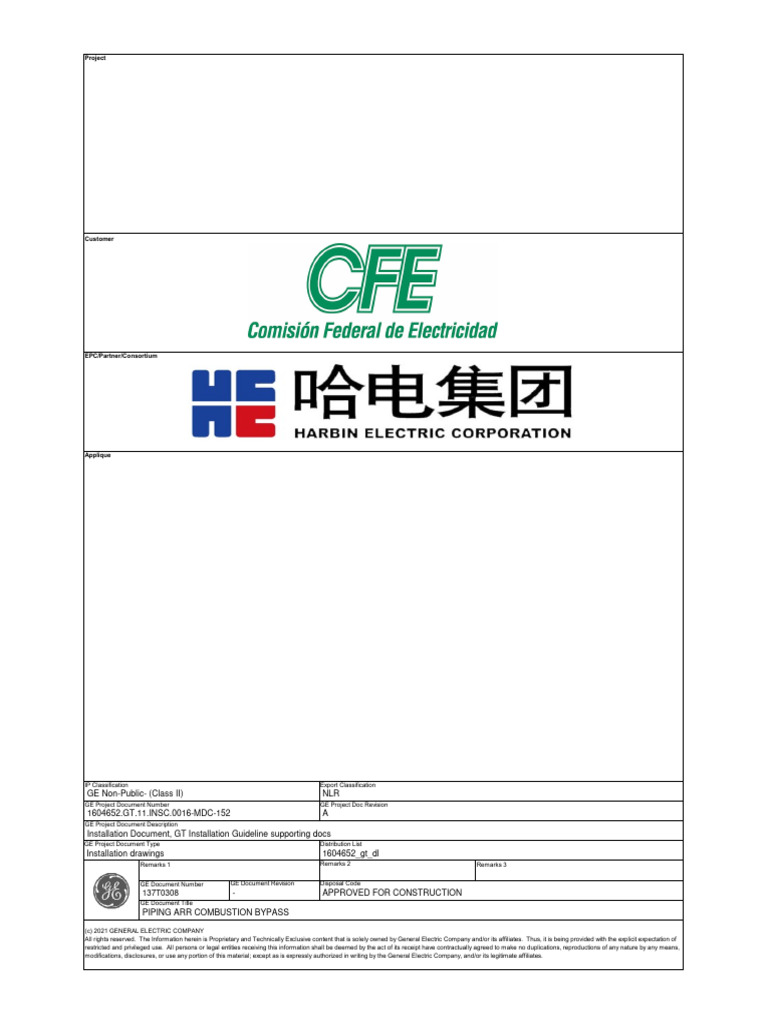 137t0308 - GT Combustion Bypass Piping Arrangement - MSDM | PDF