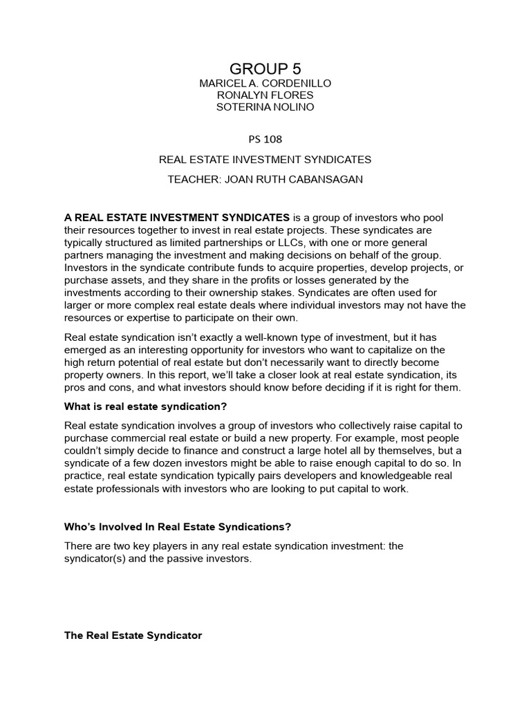 Ps 108 GROUP 5 | PDF | Investing | Syndicated Loan