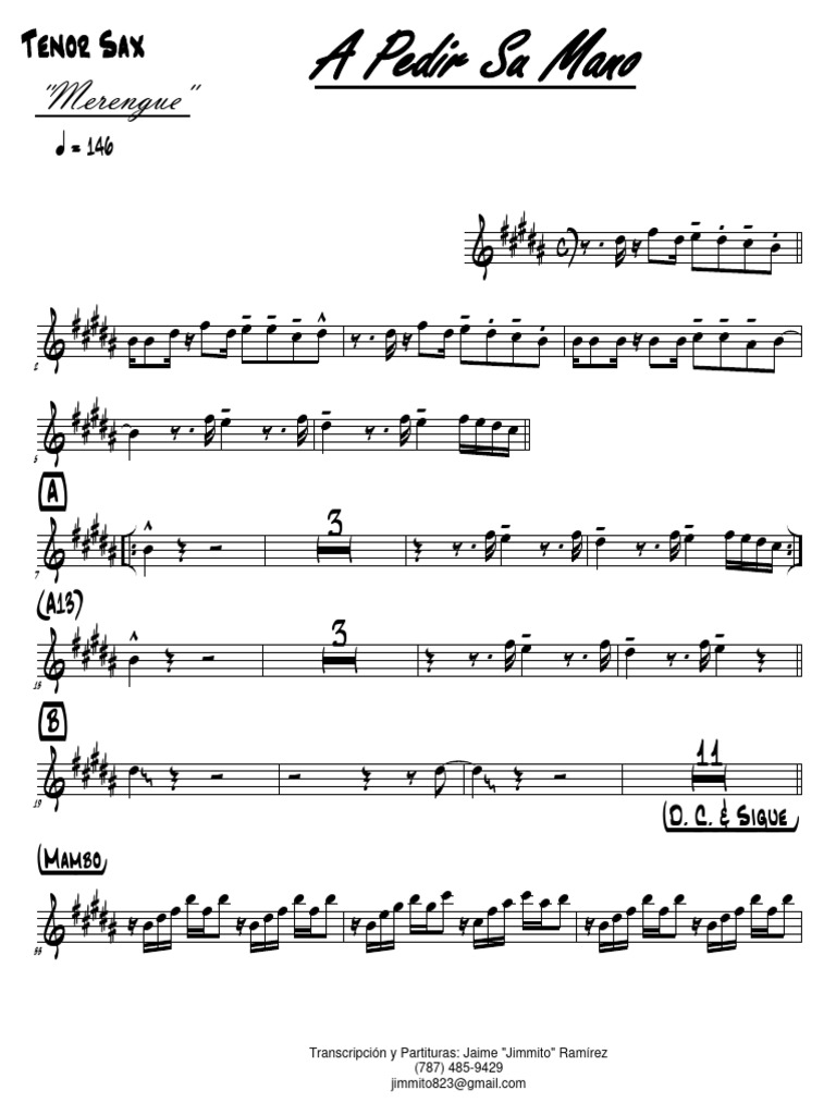 A Pedir Su Mano - Tenor Sax | PDF