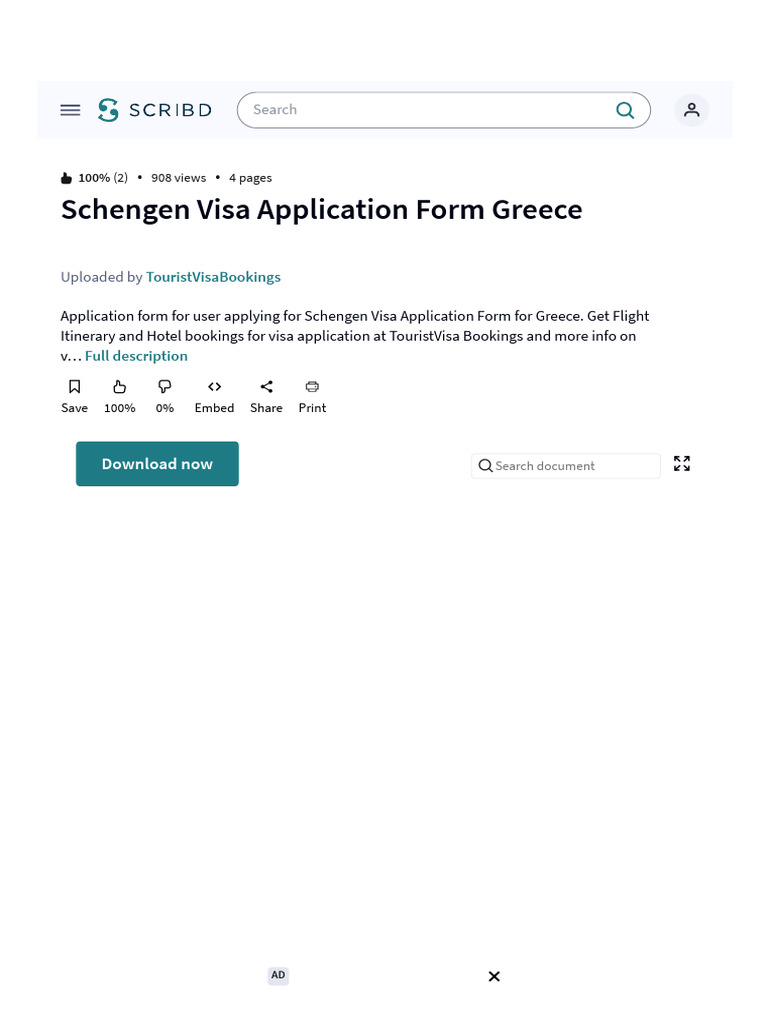 Schengen Visa Application Form Greece: Touristvisabookings | PDF ...