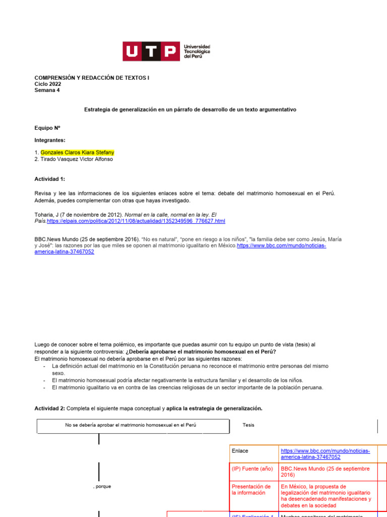 Semana+04+-+Tar WDCWBC | Descargar gratis PDF | El matrimonio del mismo sexo | Matrimonio