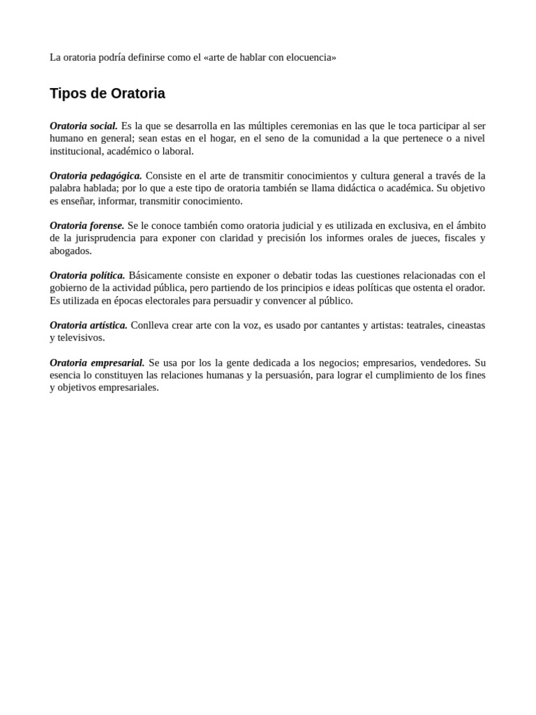 La Oratoria | PDF