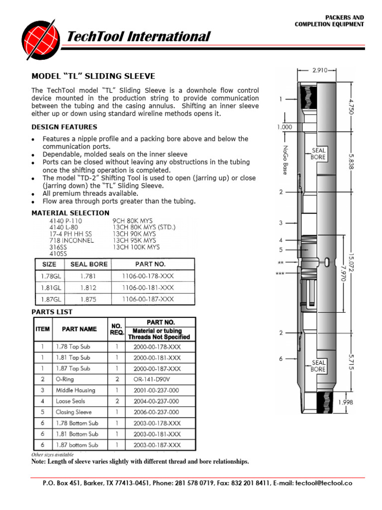 L Sliding Sleeve 1 78 1 81 1 87 | PDF