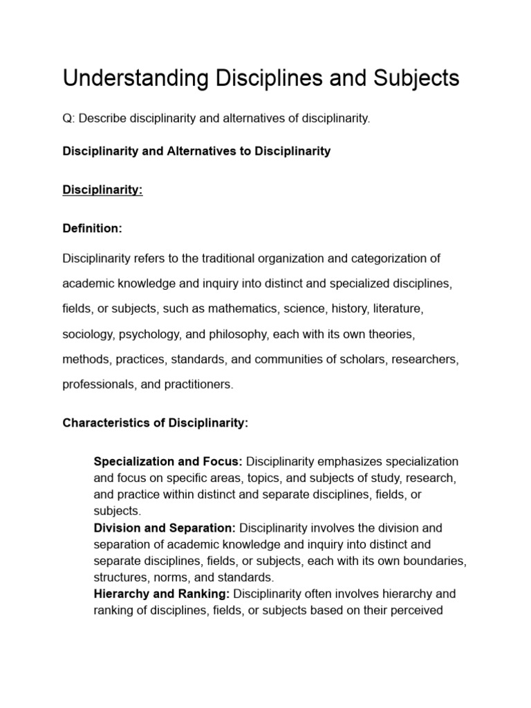 Understanding Disciplines and Subjects | PDF | Interdisciplinarity ...