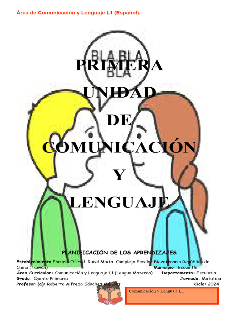 Comunicación y Lenguaje L1 (Español) - Quinto 2024 | PDF | Palabra ...