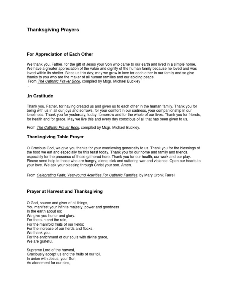 Thanksgiving Prayers | PDF | Thanksgiving | Prayer