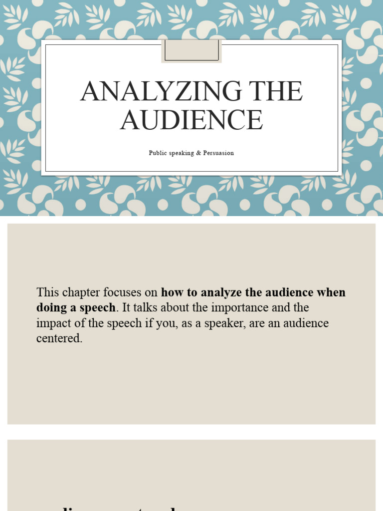 Audience Analysis in Public Speaking | PDF | Public Speaking | Speech