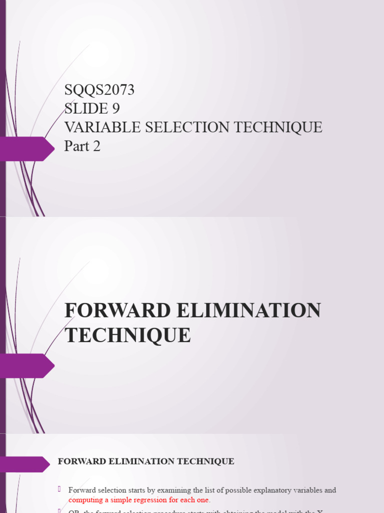 Slide 9 Part 2 Variable Selection Technique Pdf Errors And
