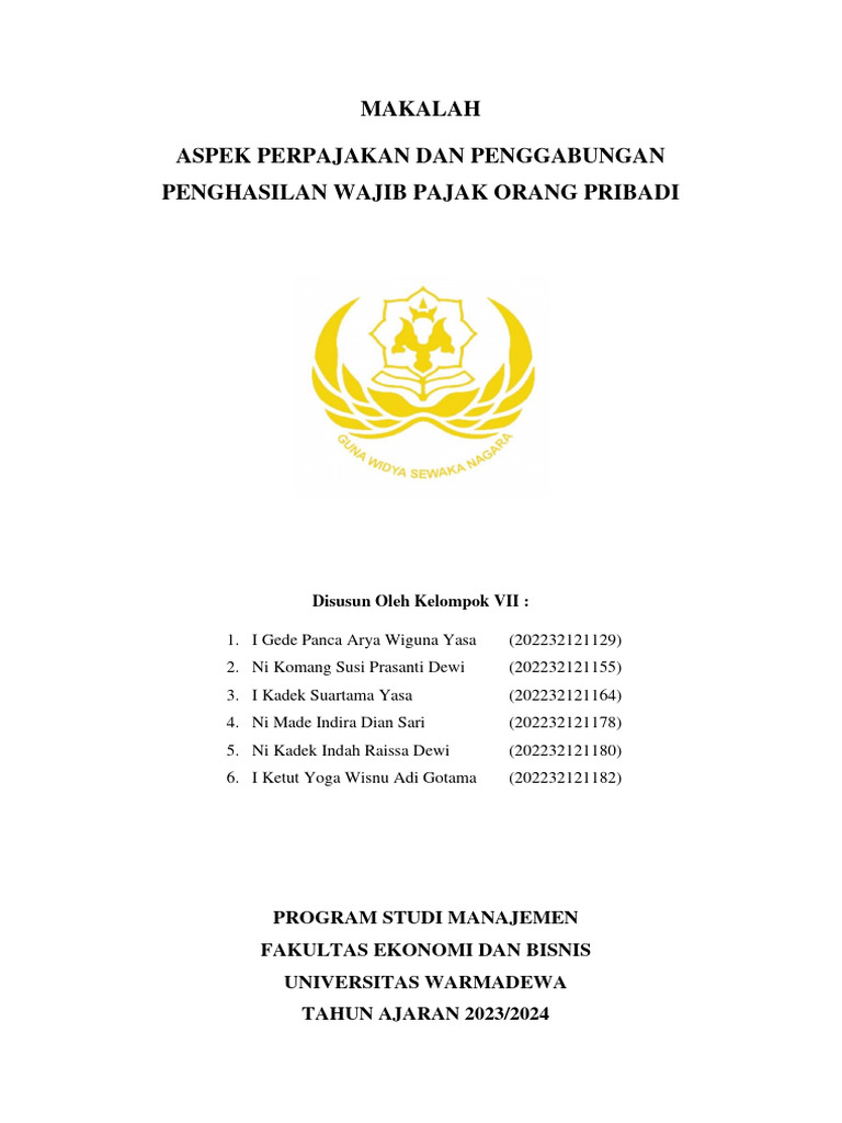 Makalah Perpajakan Kelompok 7 C3 Manajemen | PDF | Pengelolaan Keuangan & Uang