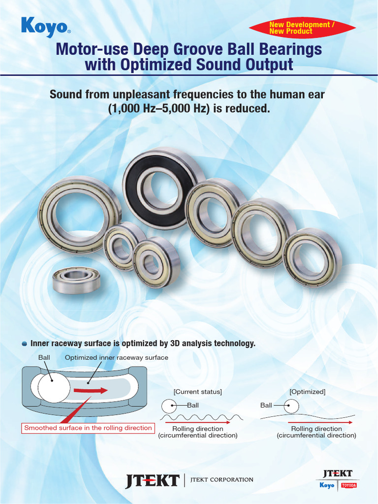 Motor-Use Deep Groove Ball Bearings With Optimized Sound Output | PDF ...