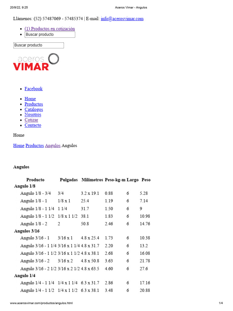Aceros Vimar - Angulos | PDF