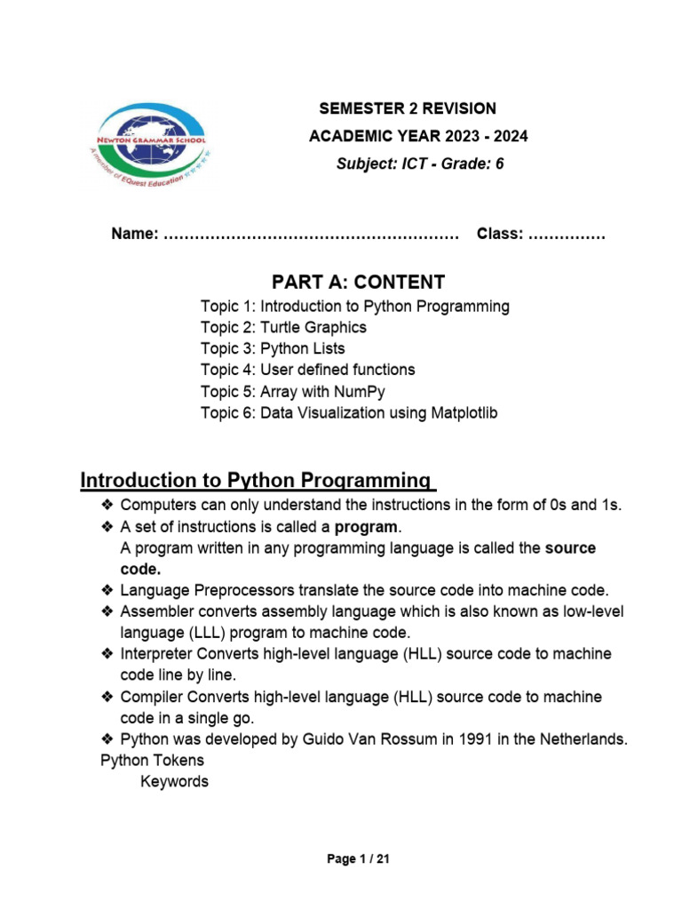 ICT G6 Sem2 Finals Revision | PDF | Computer Programming | Software Engineering