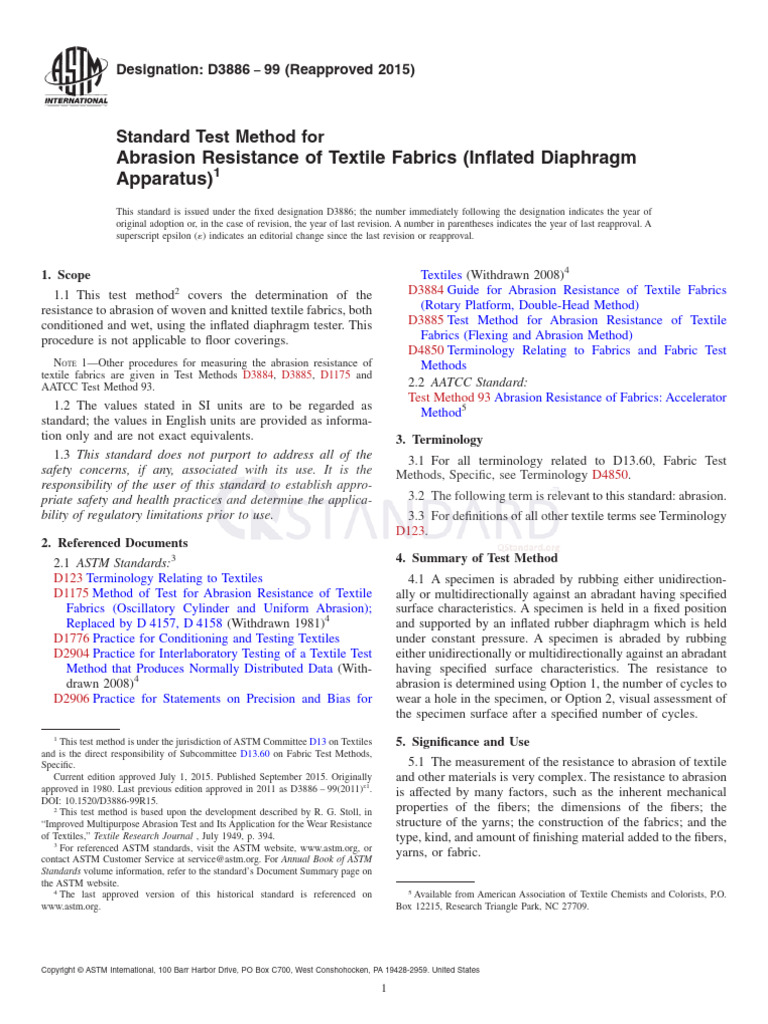ASTM-D 3886 - 99 (2015) | PDF | Variance