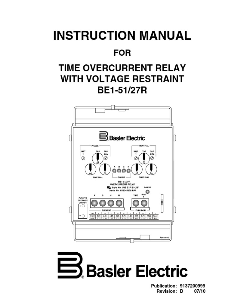 BE1-51-27R Instruction Manual | PDF | Relay | Transformer