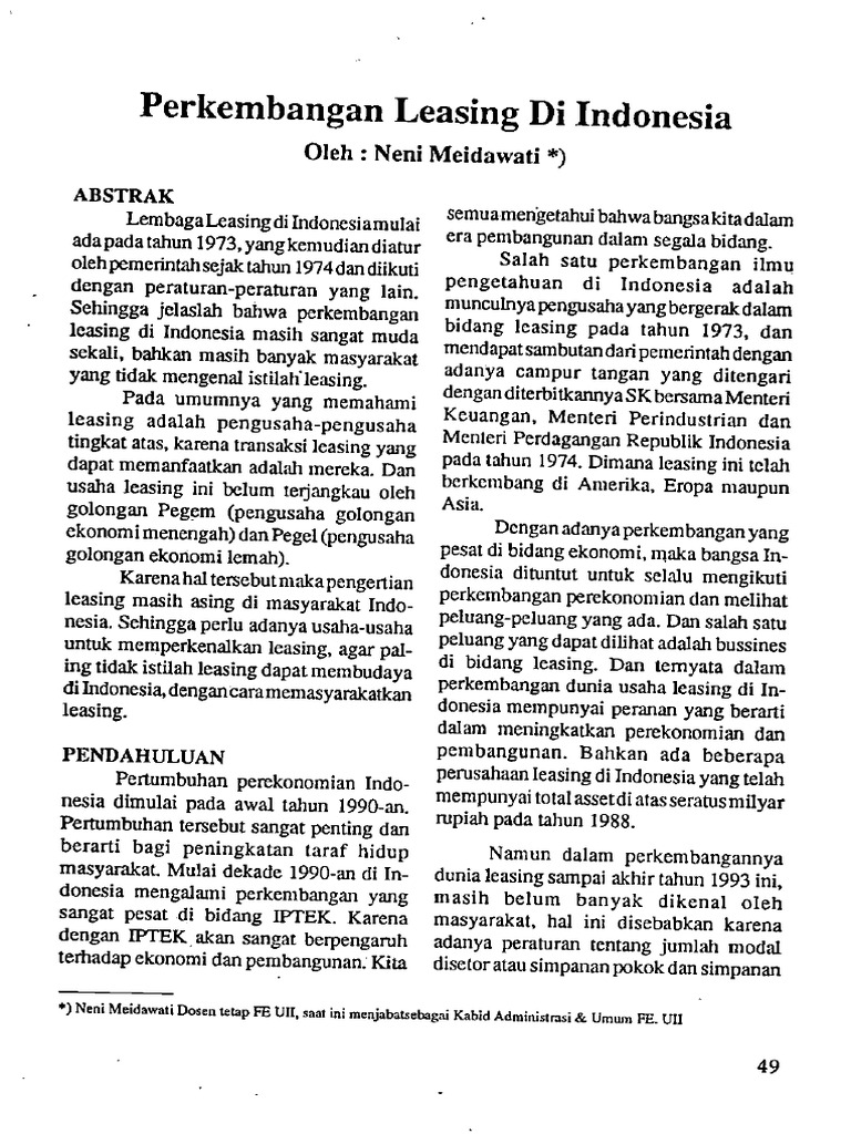 ID Perkembangan Leasing Di Indonesia | PDF