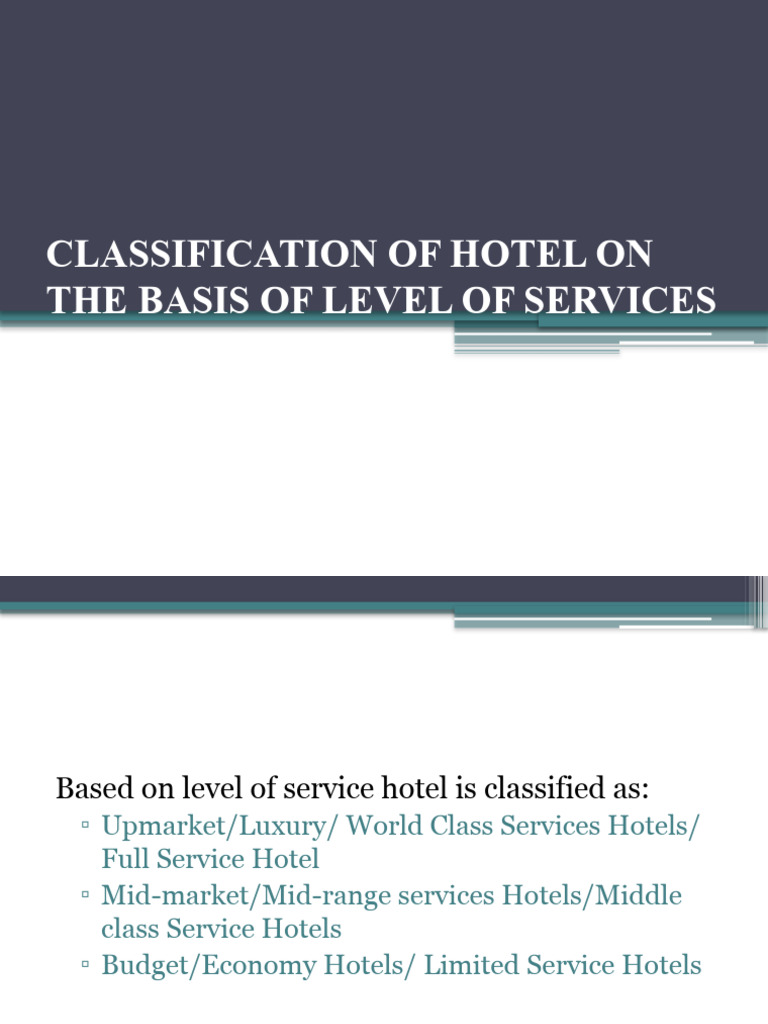 Classification of Hotel On The Basis of Level | PDF | Hotel | Restaurants