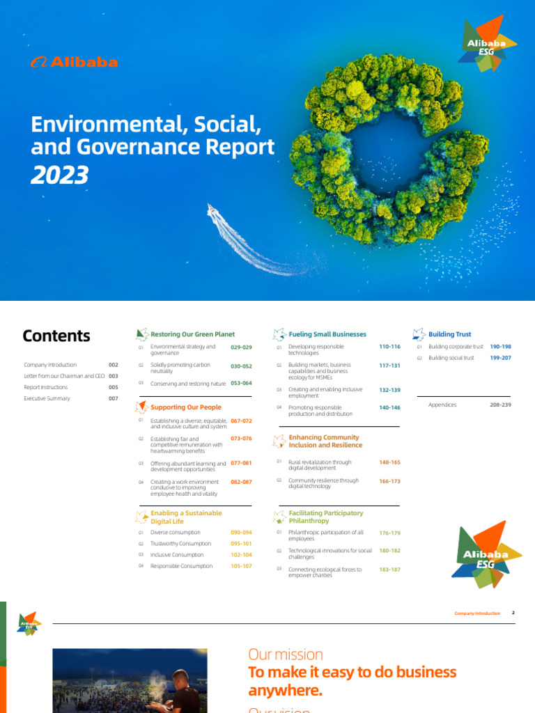 Alibaba ESG Report 2023 Overview | PDF | Sustainability | Low Carbon ...
