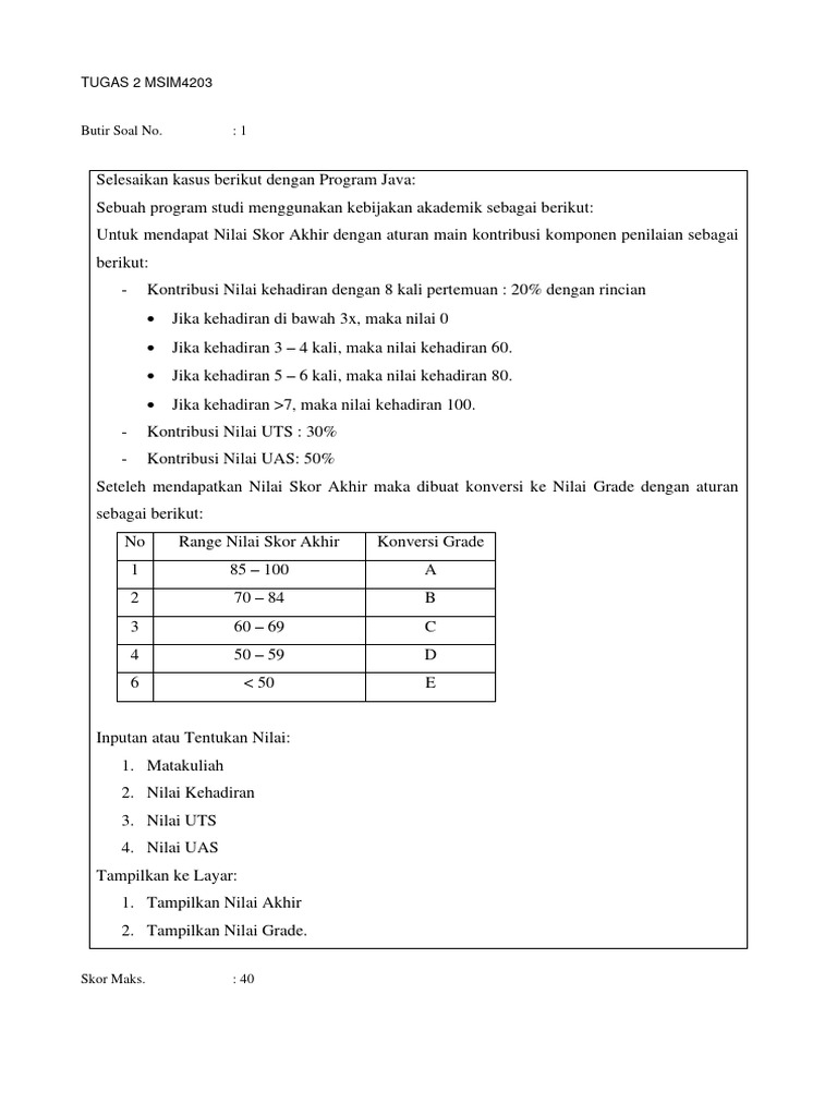 Program Java Penilaian Akademik dan Citra | PDF