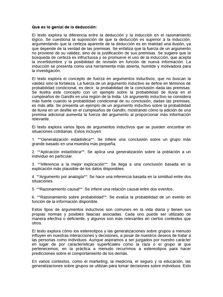 Que Es Lo Genial de La Deducción | PDF | Razonamiento inductivo ...