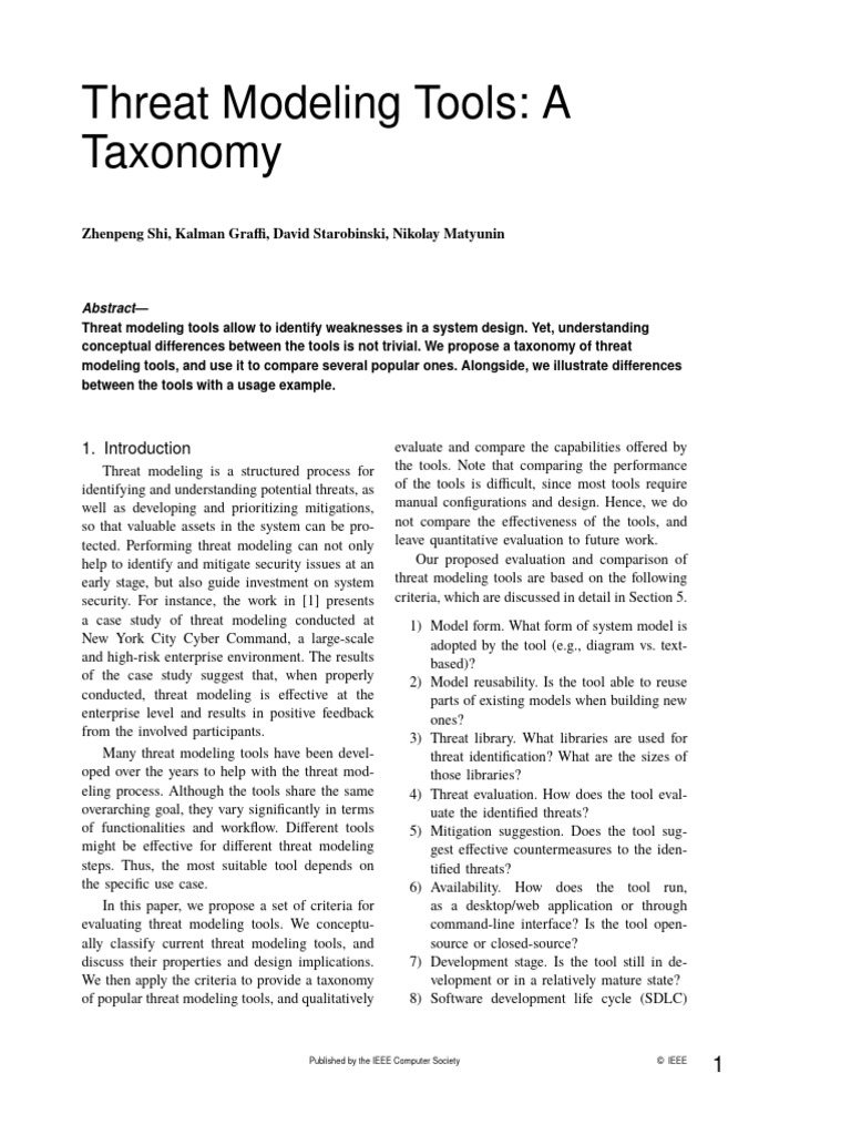 Threat Modeling Tools for Experts | PDF | Security | Computer Security