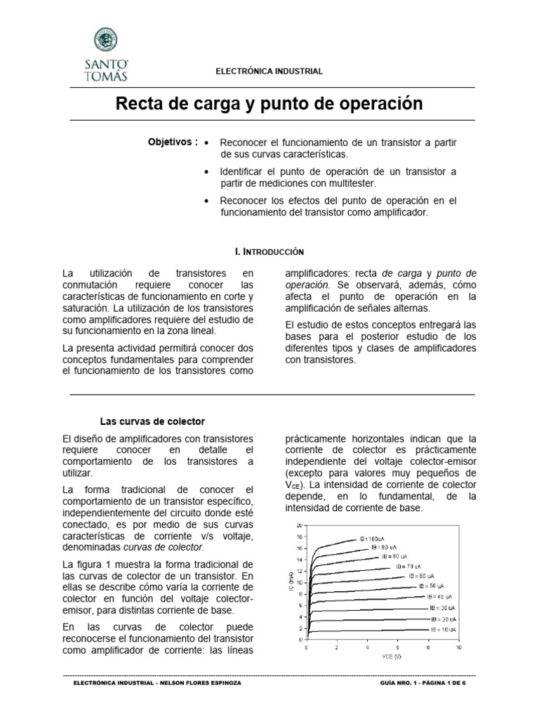 6 - Recta de Carga y Punto de Operación | PDF | Transistor | Amplificador