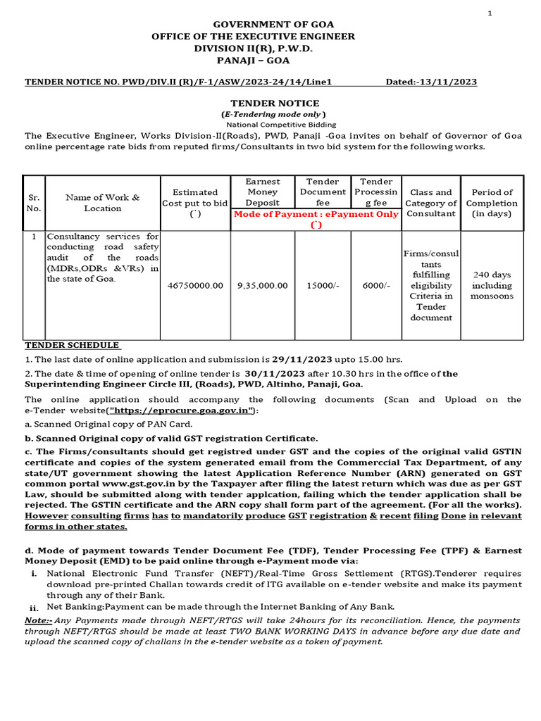 Tender Notice | PDF | Payments