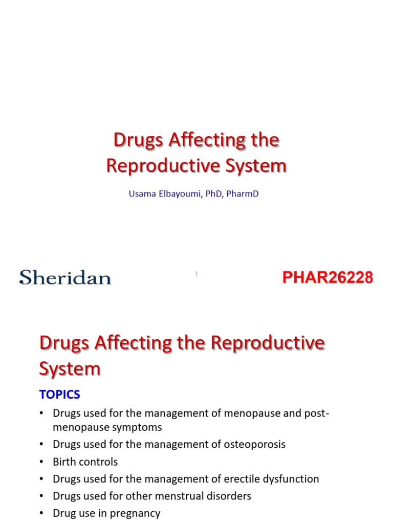 Drugs Affecting Reproductive System FALL 2023 | PDF | Hormone ...