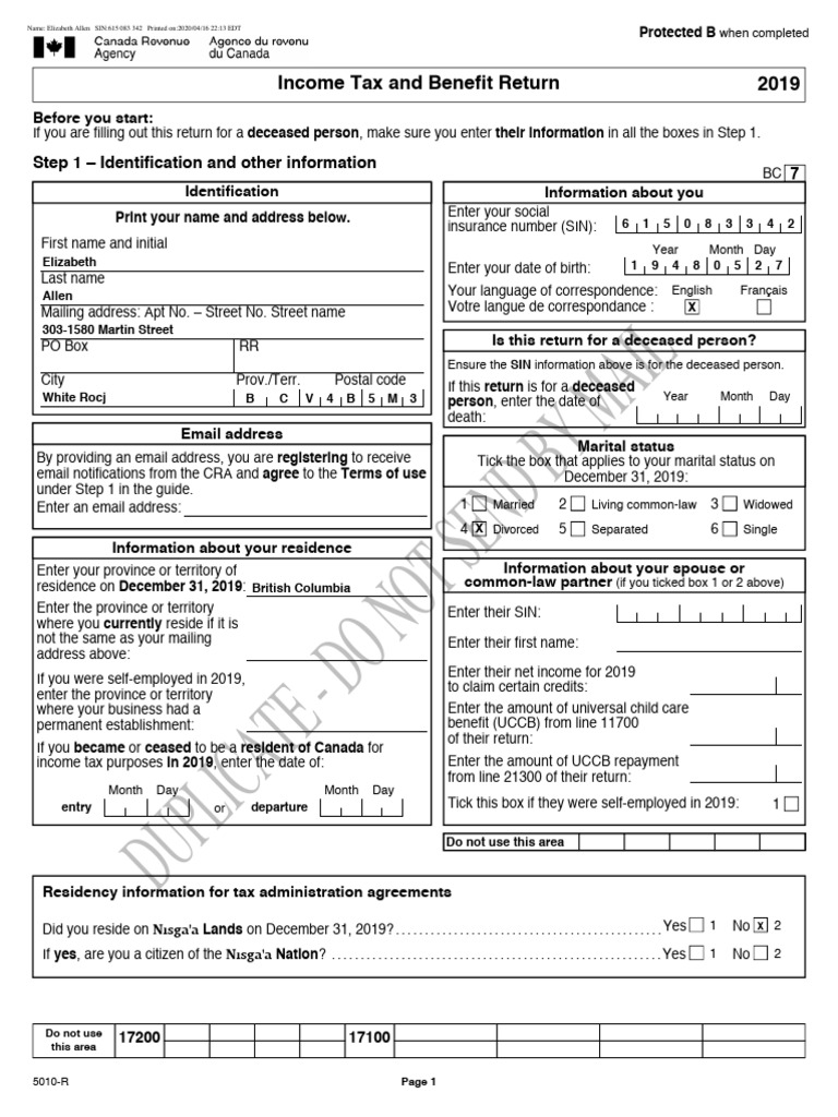 Elizabeth Allen Archive Cra 19 | PDF | Tax Deduction | Tax Refund