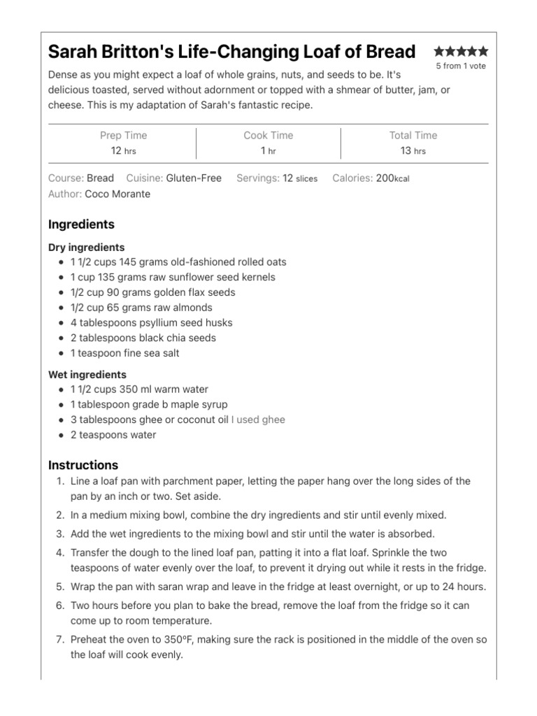 Sarah Britton's Life-Changing Loaf of Bread - Lefty Spoon | PDF ...