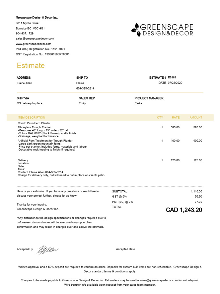 Elaine Allen - Ferns Estimate 2861 | PDF