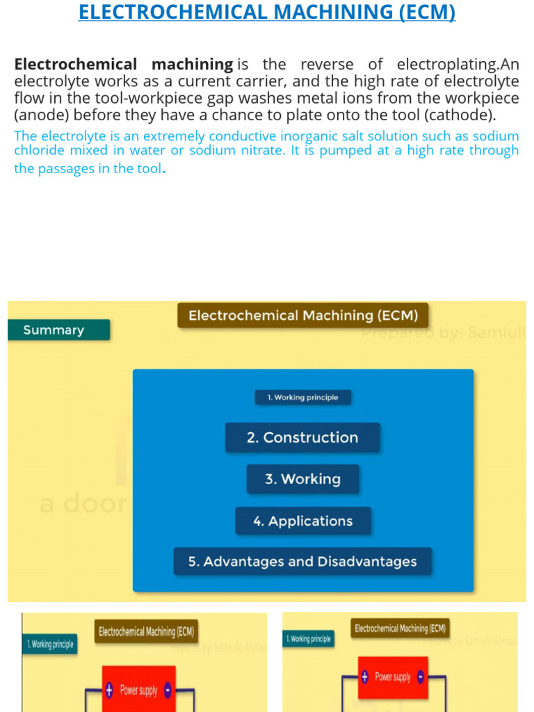 Electro Chemical Machining ECM | PDF | Electrochemistry | Electrolyte