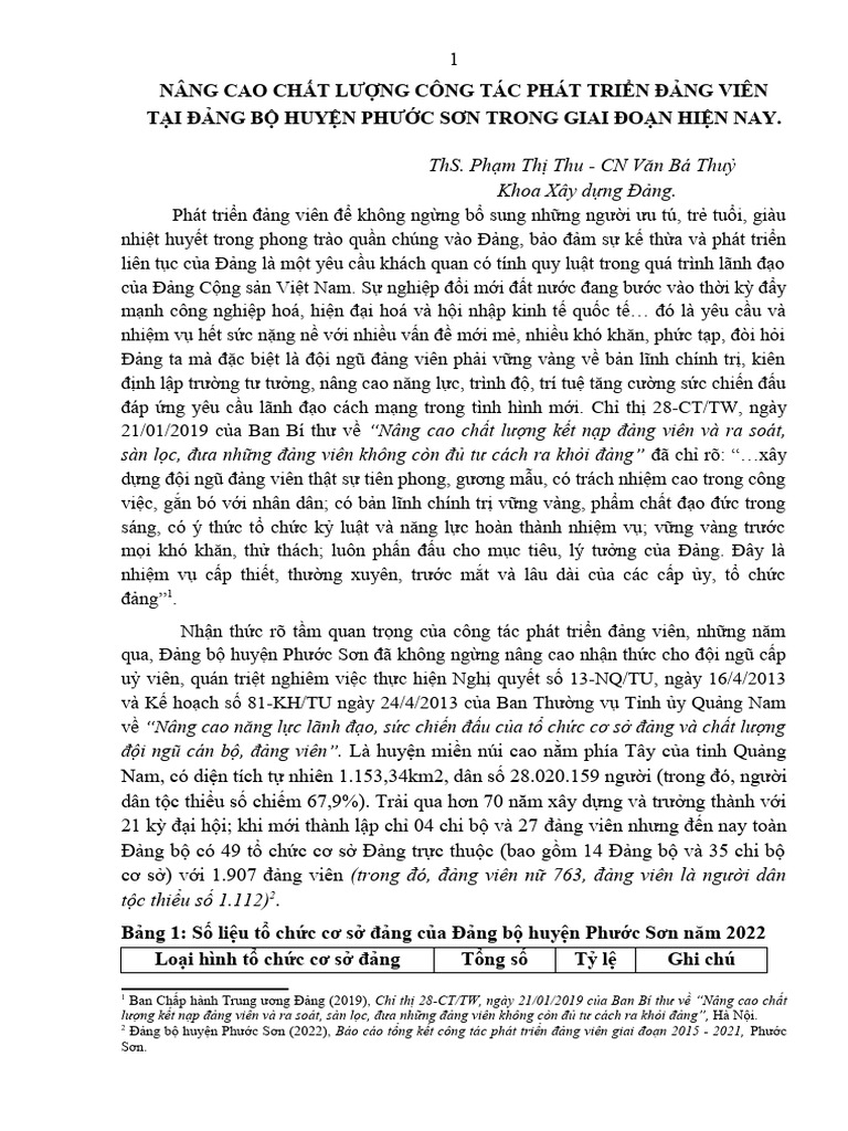 Phat Trien Dang Vien Tai Phuoc Son | PDF