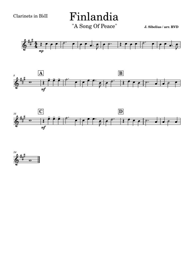 Finlandia (A Song of Peace) - Clarinets - in - BbII | PDF