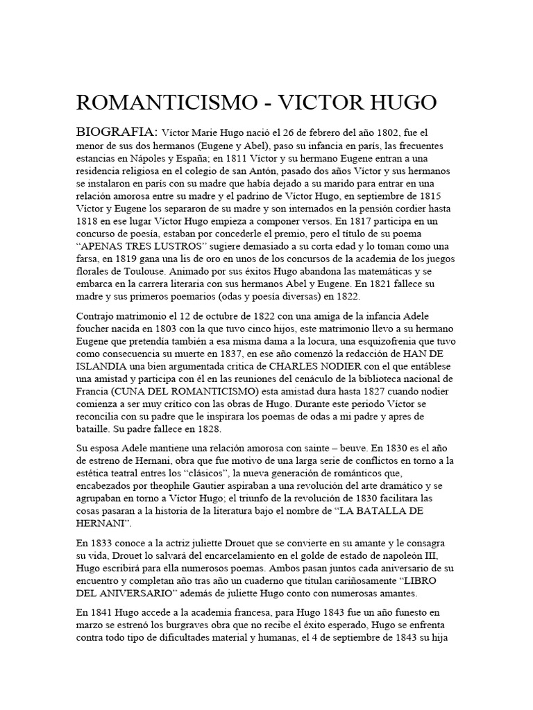Biografia de Victor Hugo. | PDF | Victor Hugo