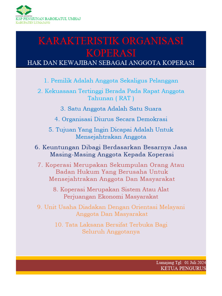 Karakteristik Koperasi Pensiunan KSP 13 | PDF | Pengelolaan Keuangan & Uang