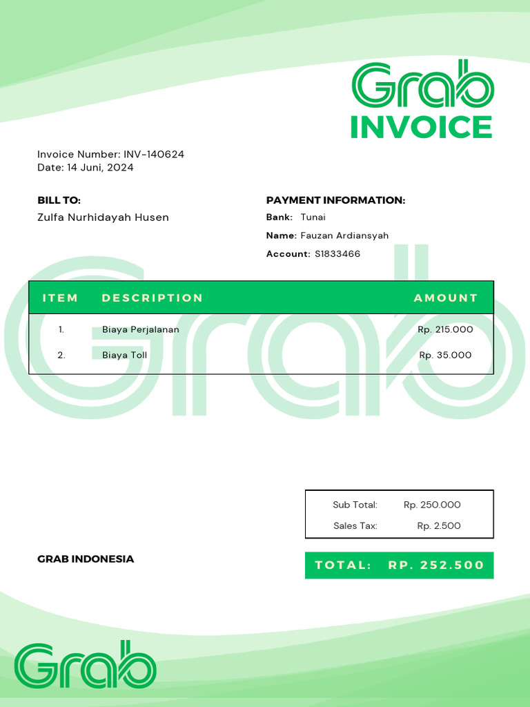 Grab Invoice - 20240615 - 002033 - 0000 | PDF