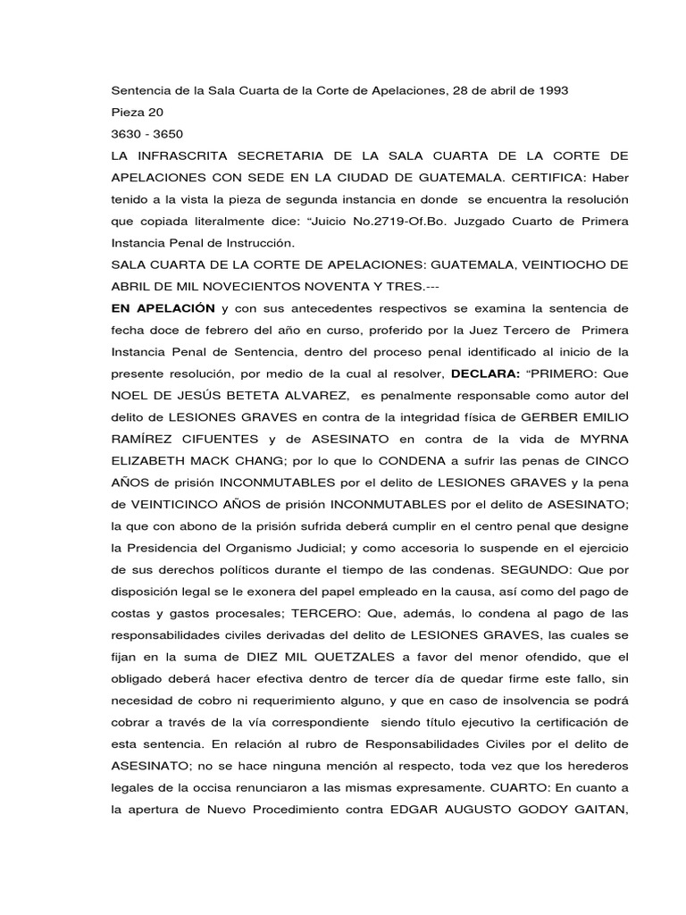 Sentencia Apelacin Sala Cuarta | PDF | Abdomen | Pulmón