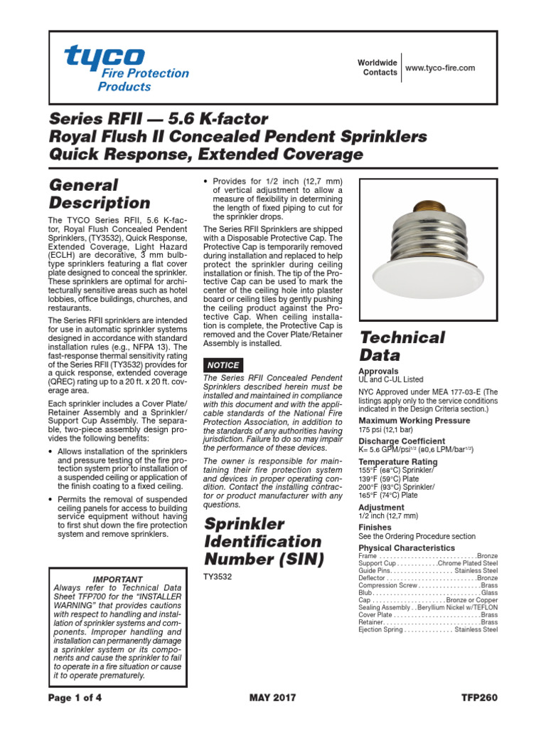 tyco sprinkler | PDF | Fire Sprinkler System | Building Engineering