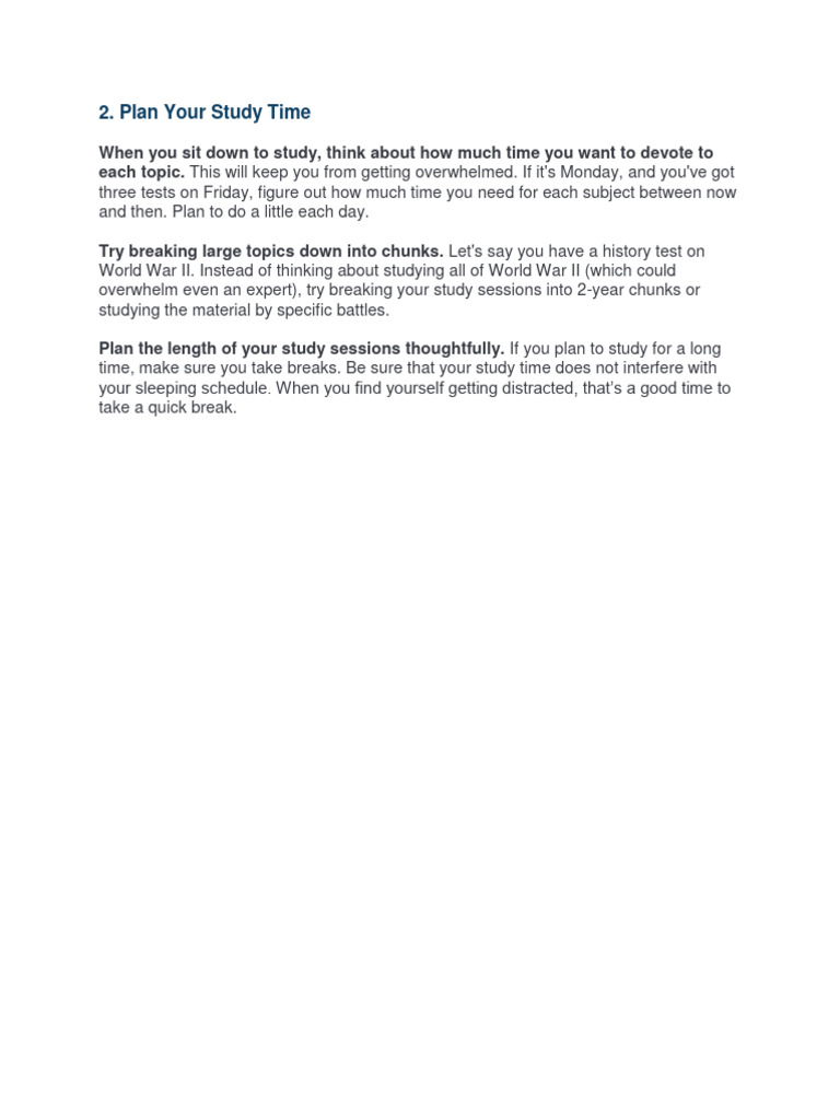 2. Plan Your Study Time | PDF