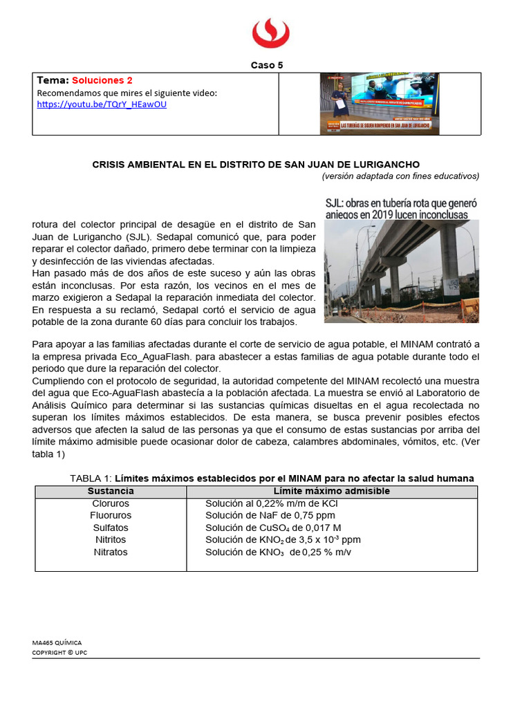 CS06 - Caso 5 - Crisis Ambiental SJL | PDF | Agua potable | Agua