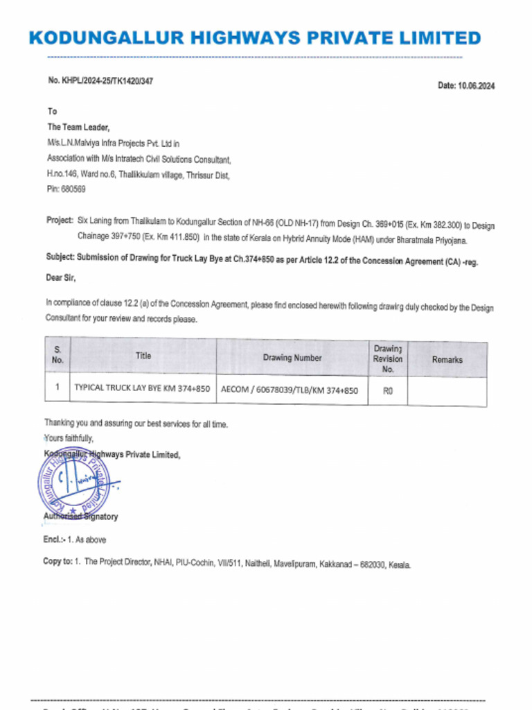 KHPL-2024-25-TK1420-347 - Drawing For Truck Lay Bye at Ch.374+850 | PDF | Transport | Road Transport