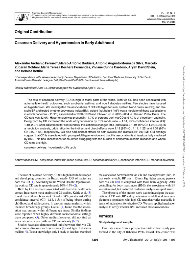 Artigo Original Ferraro HAS | PDF | Blood Pressure | Hypertension
