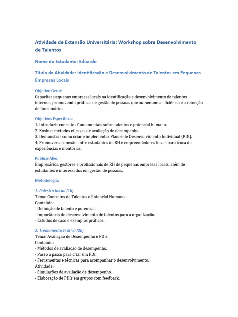 Atividade De Extensão Universitária Eduardo Pdf Gestão De Recursos