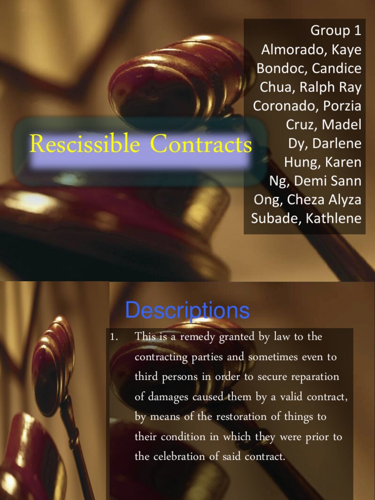 Rescissible Contracts 2 | PDF | Rescission | Virtue