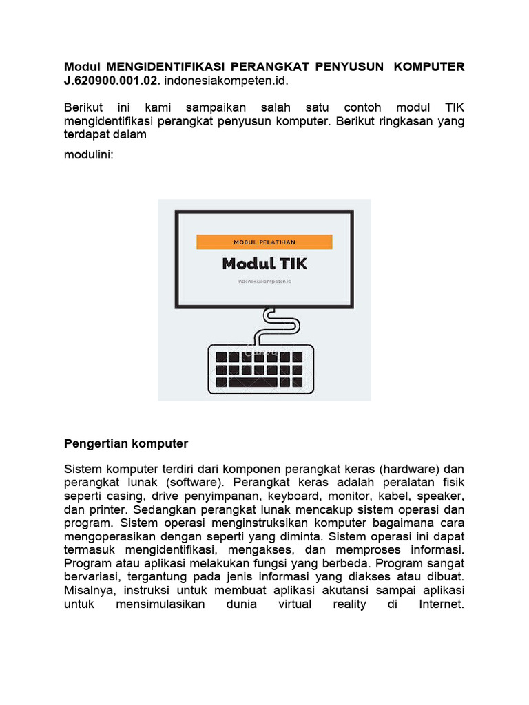 Modul MENGIDENTIFIKASI PERANGKAT PENYUSUN (UJK PSKK 2022) | PDF ...