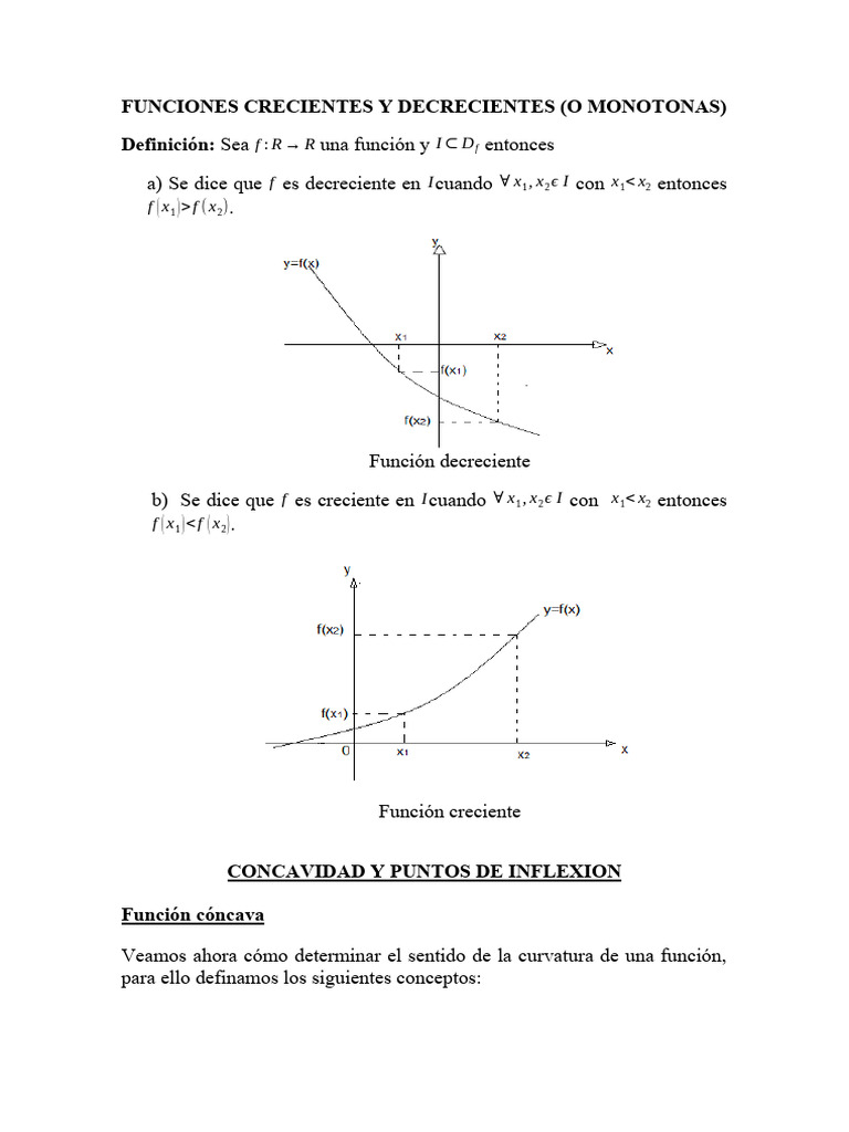 SESION 17 FUNCIONES CRECIENTES DECRECIENTES SENTIDO DE CONCAVIDAD DE ...