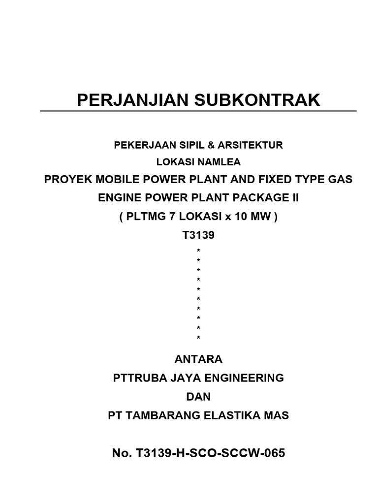 PERJANJIAN SUBKONTRAK - Namlea | PDF