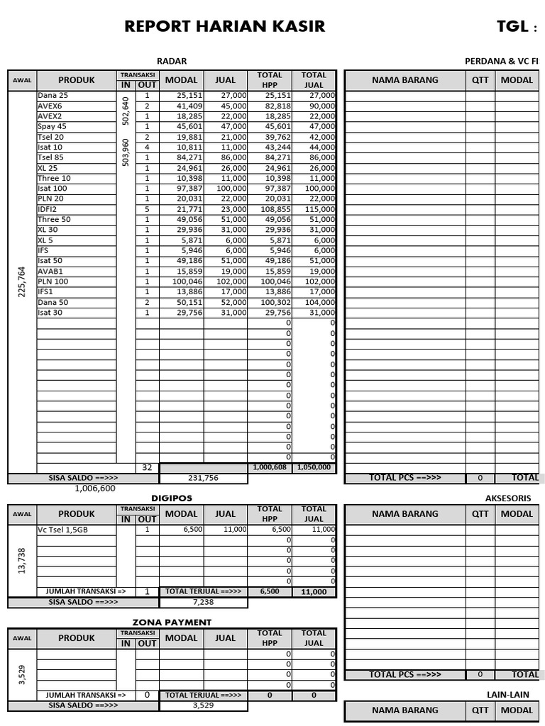 Rekapan Harian Kasir 13-06-2024 | PDF