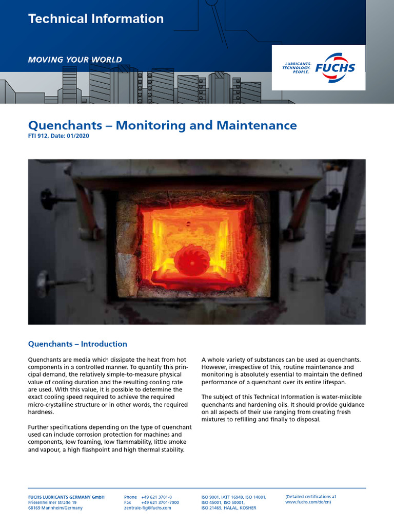 Quenchants Monitoring and Maintenance | PDF | Water | Lubricant